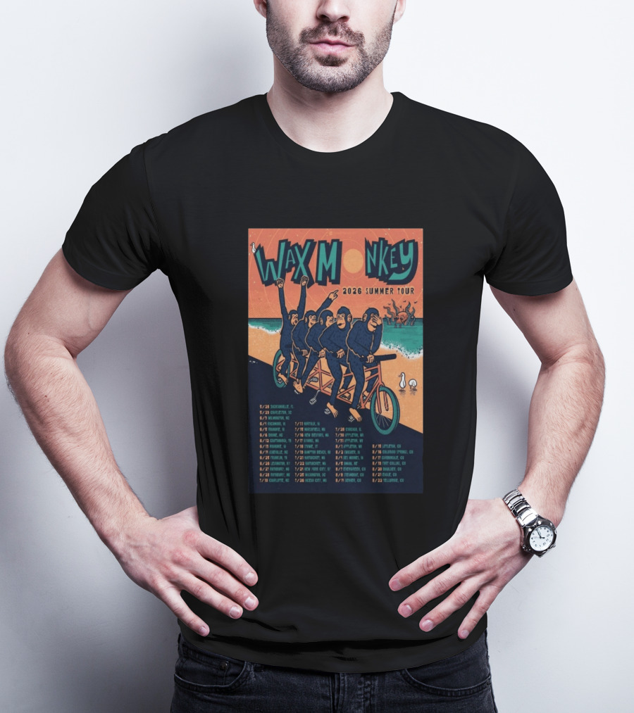 Wax Monkey 2026 Summer Tour Bicycle Monkeys Coastal Cities Concert Dates T-Shirt