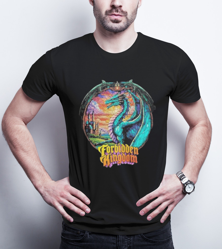 Forbidden Kingdom 2026 Divine Dragon Stained Glass Castle Fantasy T-Shirt