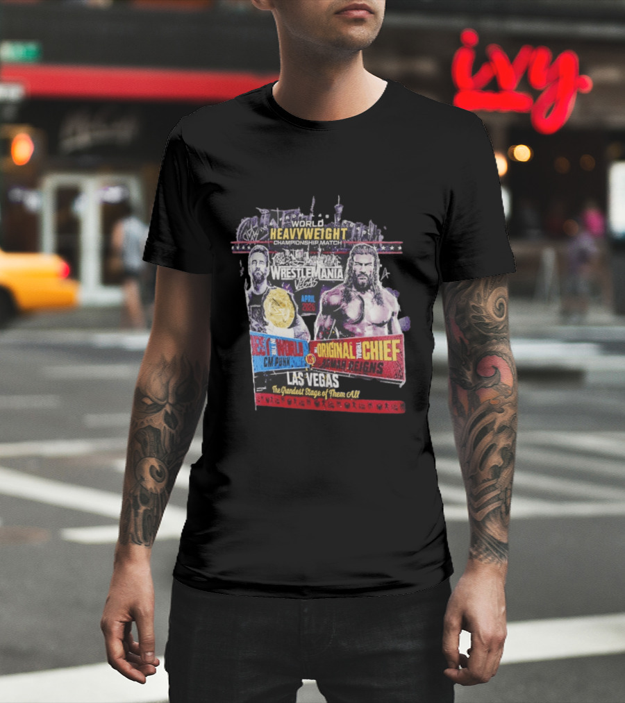 WrestleMania 42 Vegas World Heavyweight CM Punk Vs Roman Reigns T-Shirt