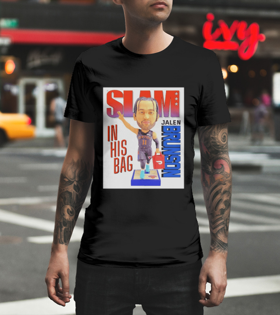 Slam Jalen Brunson New York Knicks In His Bag Big Bobblehead T-Shirt