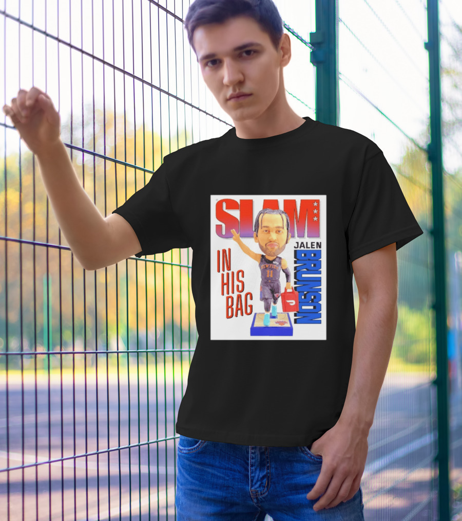 Slam Jalen Brunson New York Knicks In His Bag Big Bobblehead T-Shirt