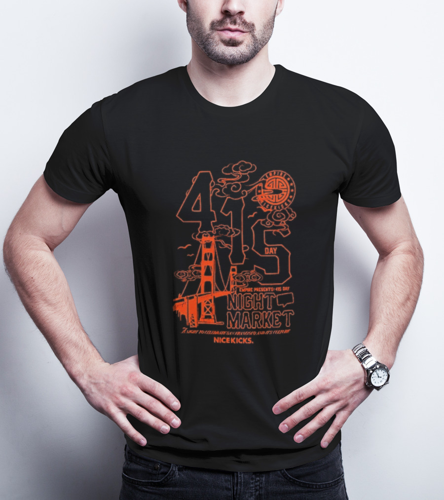 415 San Francisco Golden Gate Bridge Night Market Cityscape T-Shirt