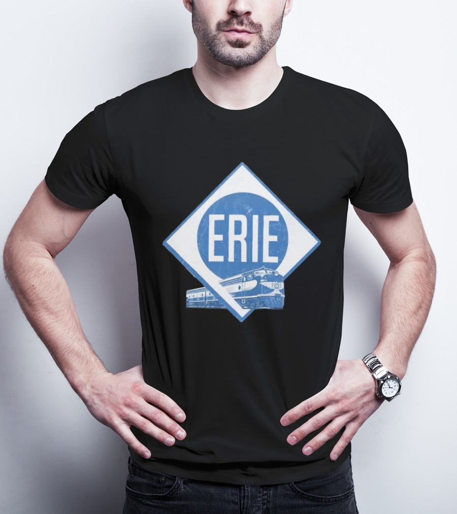 Erie Railway Train Vintage Blue T-Shirt