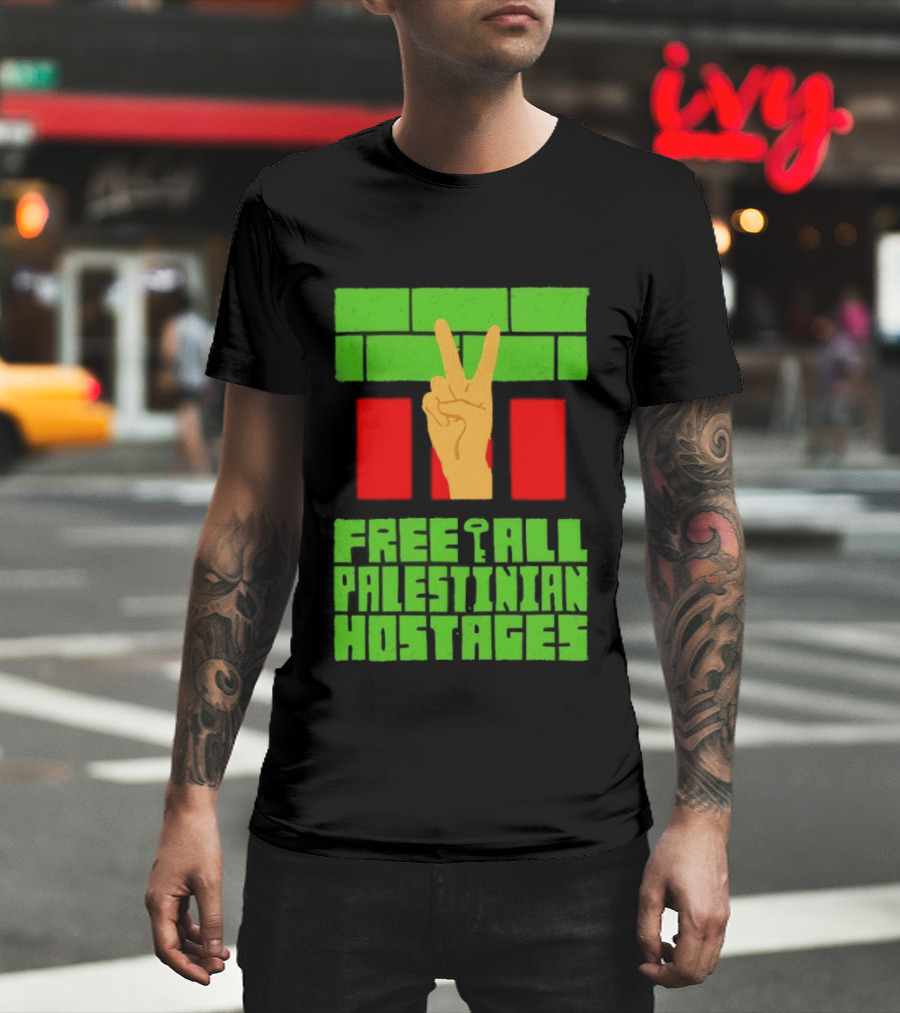 Celebrate Freedom Free All Palestinian Hostages Victory Hand T-Shirt