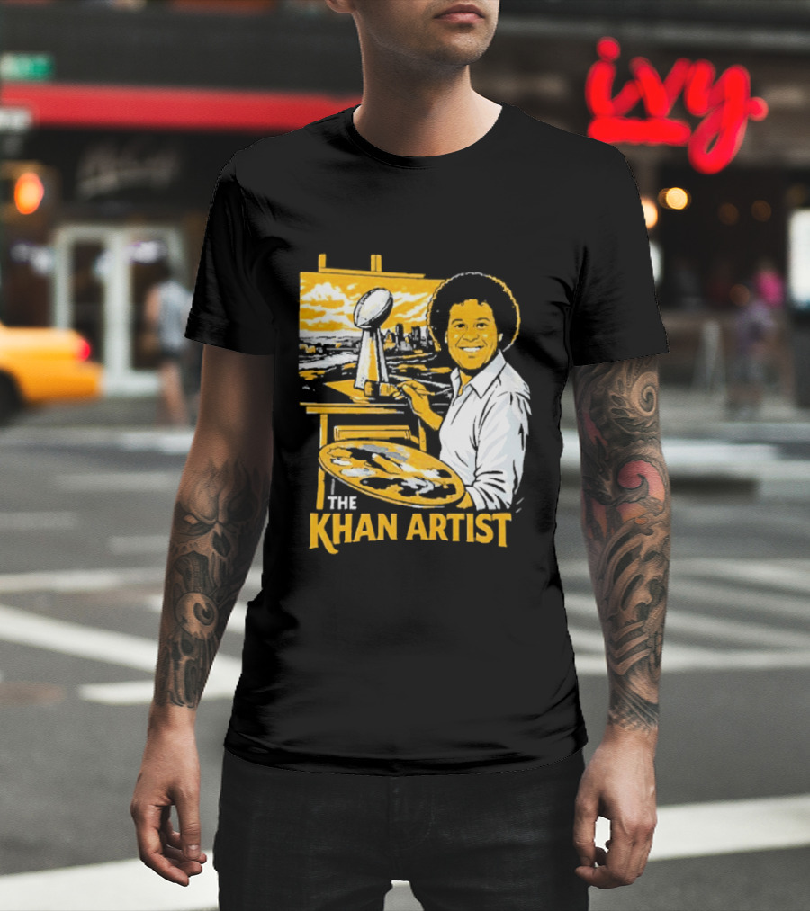 The Khan Artist Pittsburgh Draft Football Trophy Painter T-Shirt