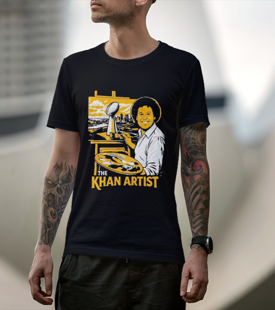 The Khan Artist Pittsburgh Draft Football Trophy Painter T-Shirt