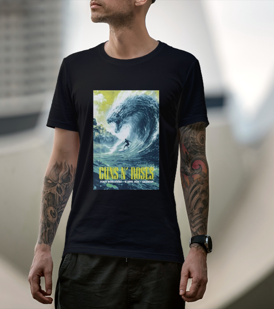 Guns N' Roses Concert April 15 2026 Fonte Nova Arena Salvador Surfer Wave T-Shirt
