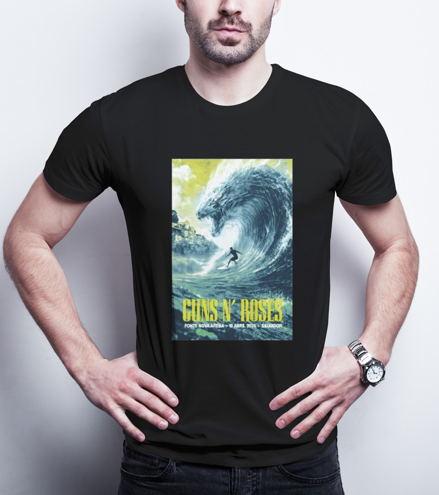Guns N' Roses Concert April 15 2026 Fonte Nova Arena Salvador Surfer Wave T-Shirt