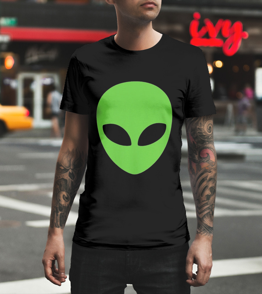 Balenciaga 2020 Alien Green Face Black Eyes T-Shirt
