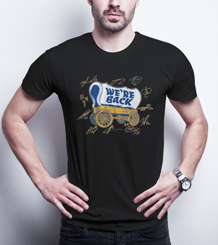 We're Back Buffalo Hockey Wagon Team Player Signatures T-Shirt