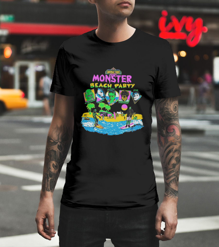 Universal Studios Florida Monster Beach Party The Big Lagoona Deadhead Frankie Retro Style Fun T-Shirt