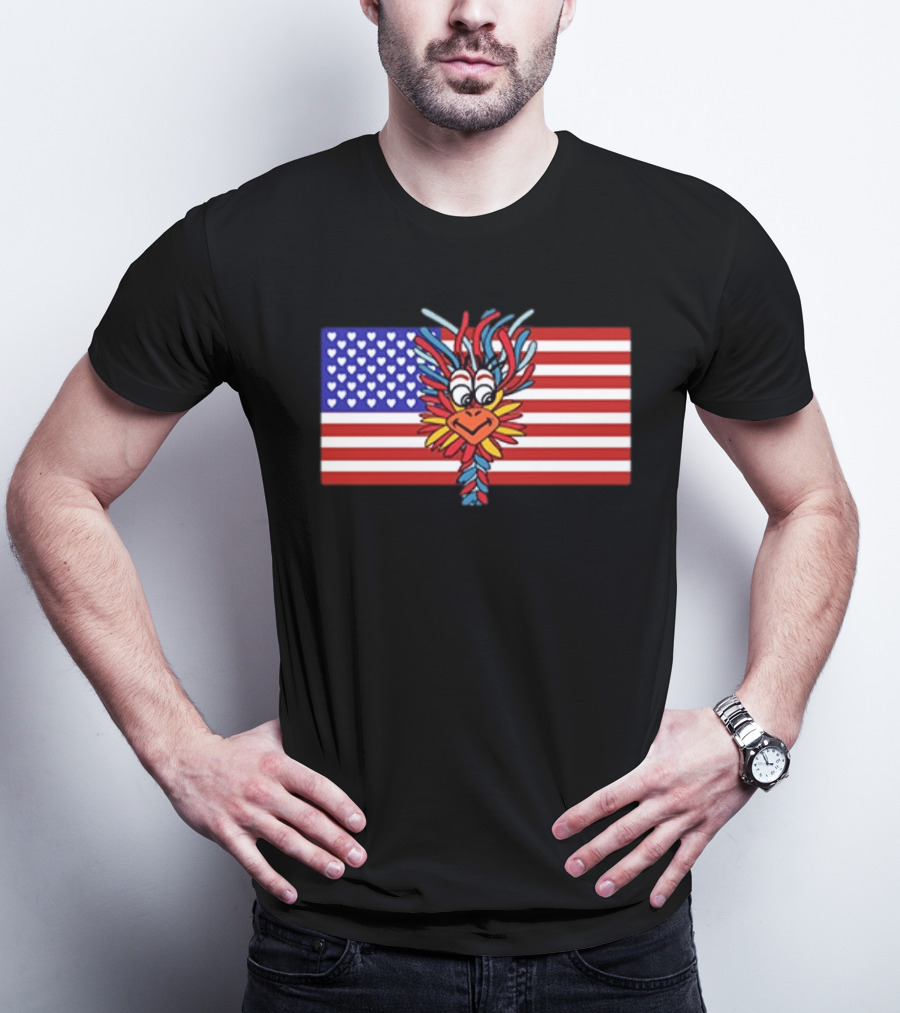 Patriotic Gooney Bird American Flag Hearts And Stripes T-Shirt