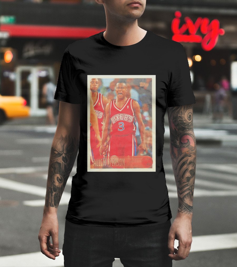 Allen Iverson Topps Philadelphia 76ers NBA Card T-Shirt
