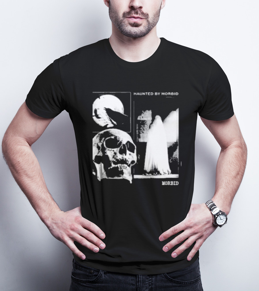 Haunted By Morbid Skull And Ghost Imagery Morbid Podcast T-Shirt