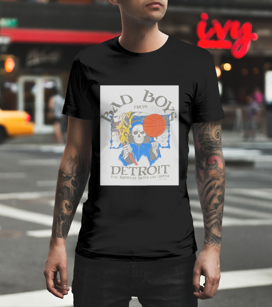 Bad Boys From Detroit Pistons The Baddest Boys On Earth Grim Reaper T-Shirt