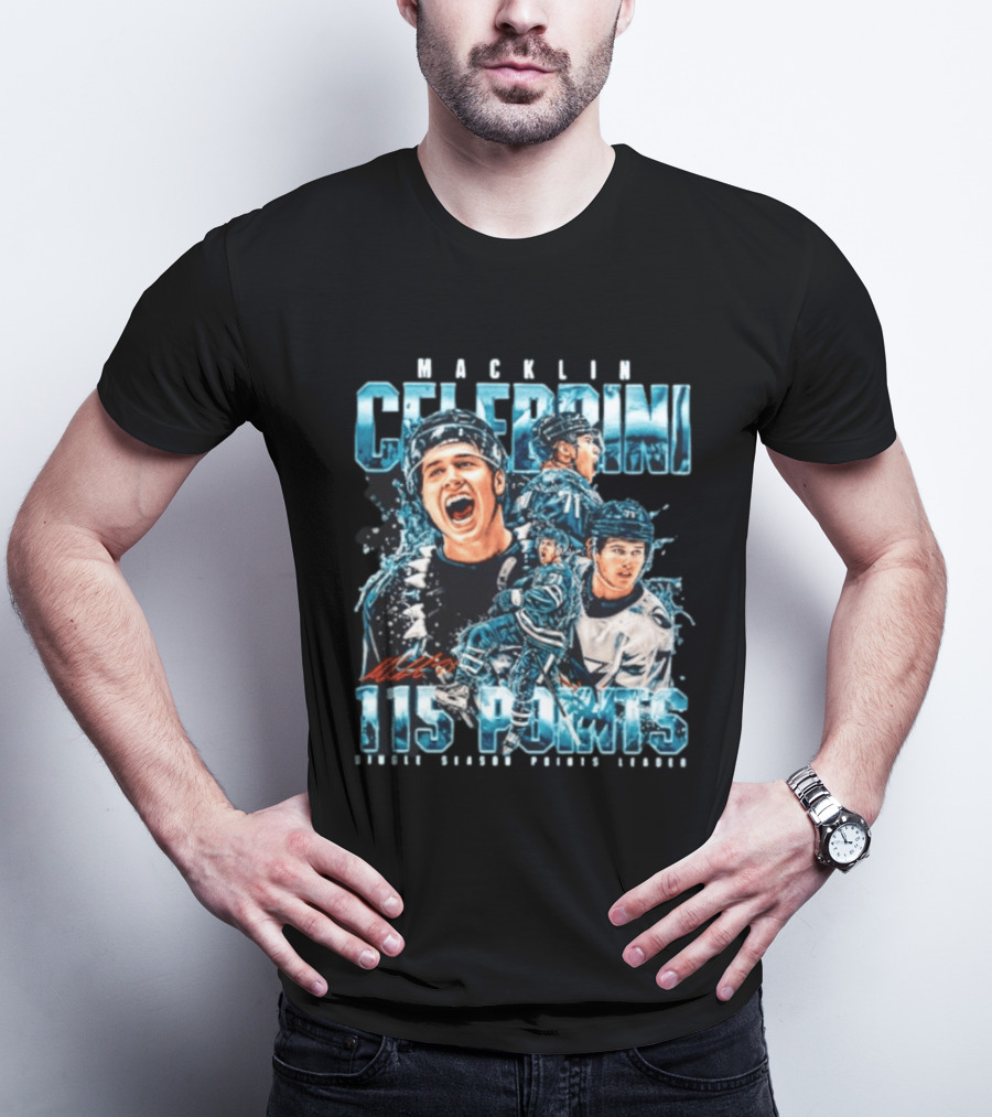 Macklin Celebrini 115 Points San Jose Sharks #71 Collage T-Shirt
