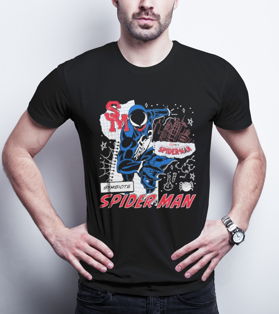Marvel Symbiote Spider Man Sketch SM Spiderman In City Scene T-Shirt