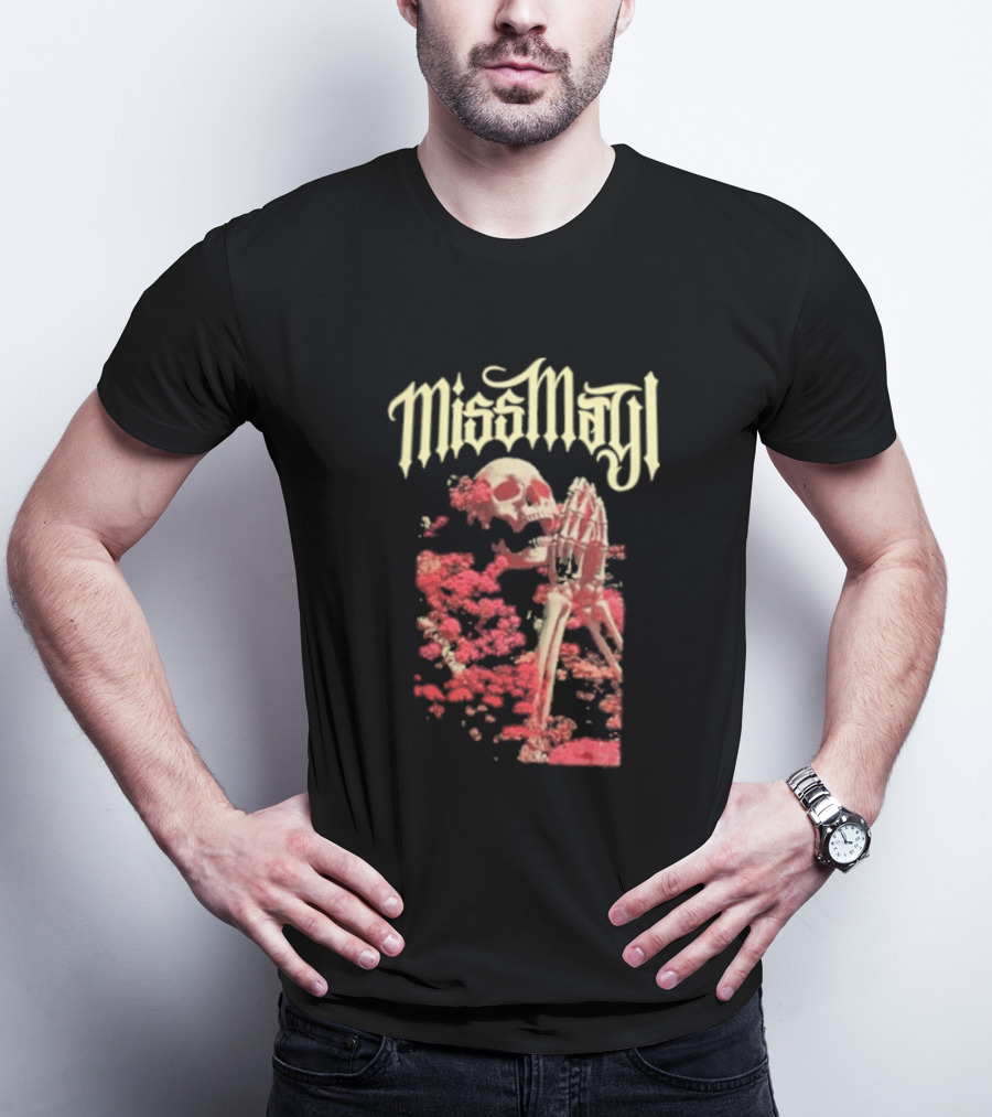 Miss May I Pray For Silence Skeleton Red Flowers T-Shirt