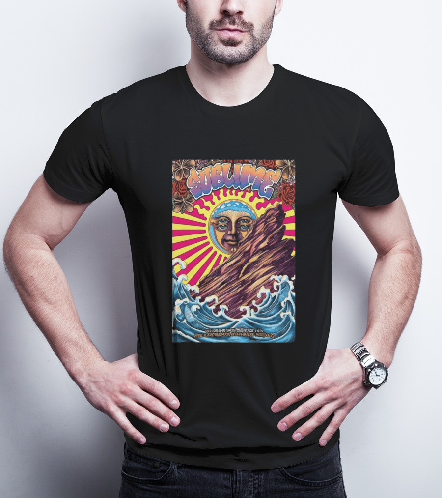 Sublime April 18 2026 Red Rocks Amphitheatre Morrison CO Performing Their Greatest Hits Sun Ocean Waves T-Shirt