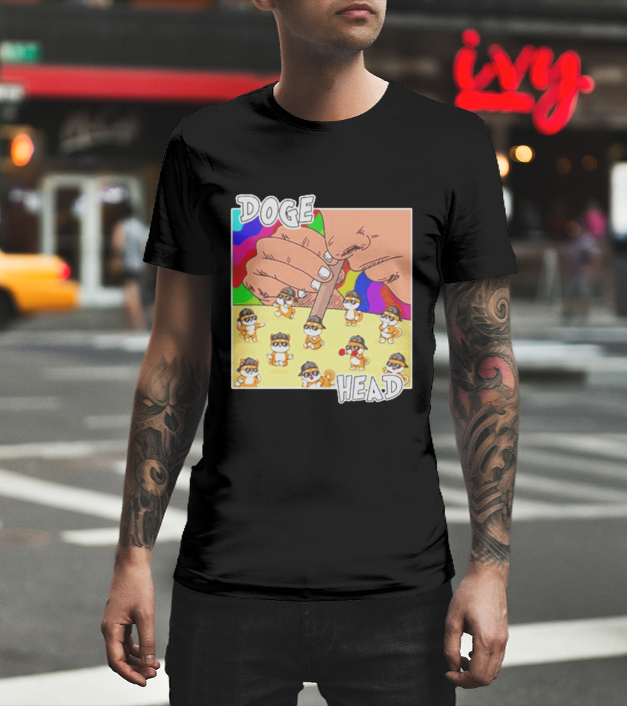 Doge Head Meme Cartoon With Dogs And Sunglasses T-Shirt