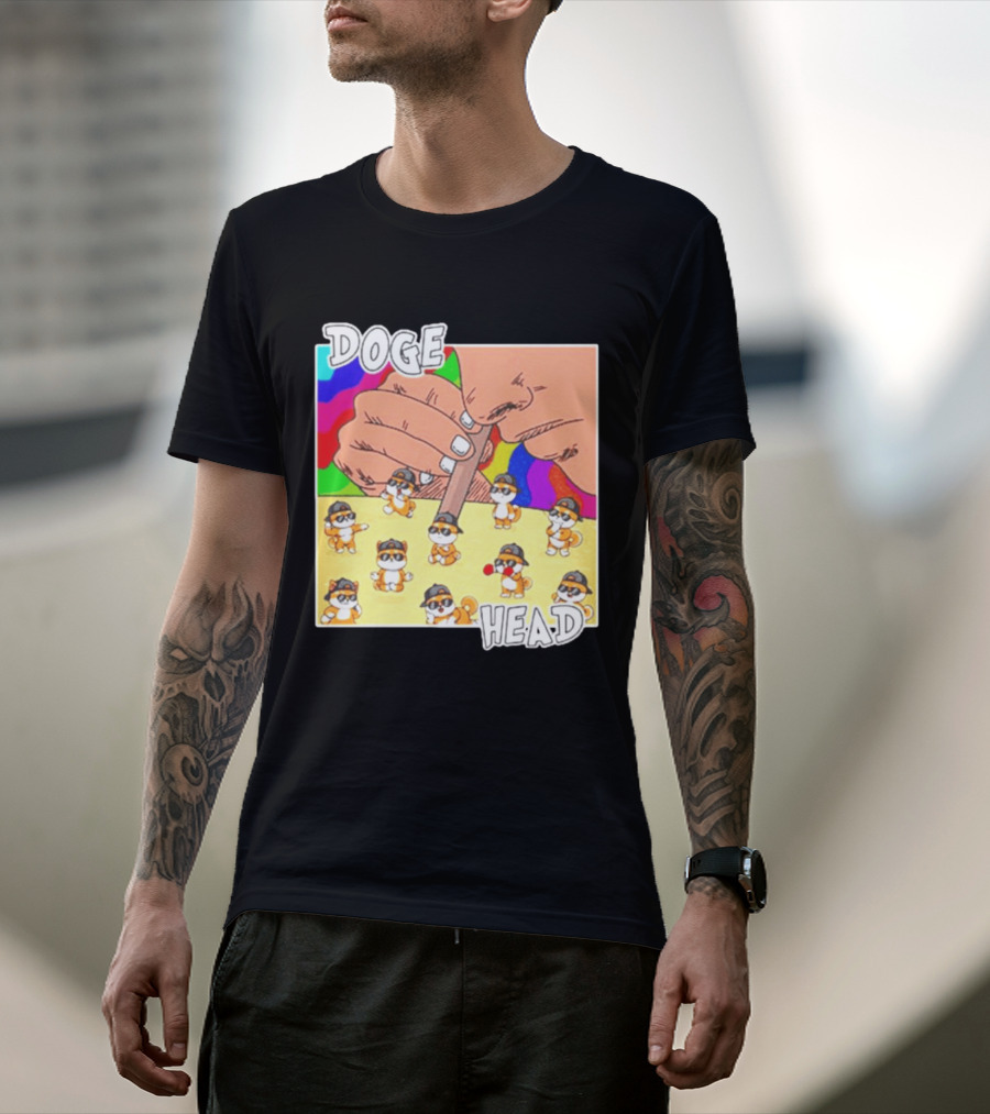 Doge Head Meme Cartoon With Dogs And Sunglasses T-Shirt