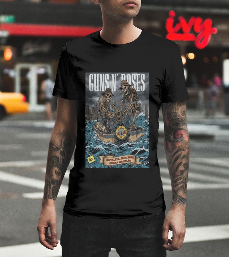 Guns N' Roses April 18 2026 Fortaleza Arena Castelão Skeletal Boat T-Shirt