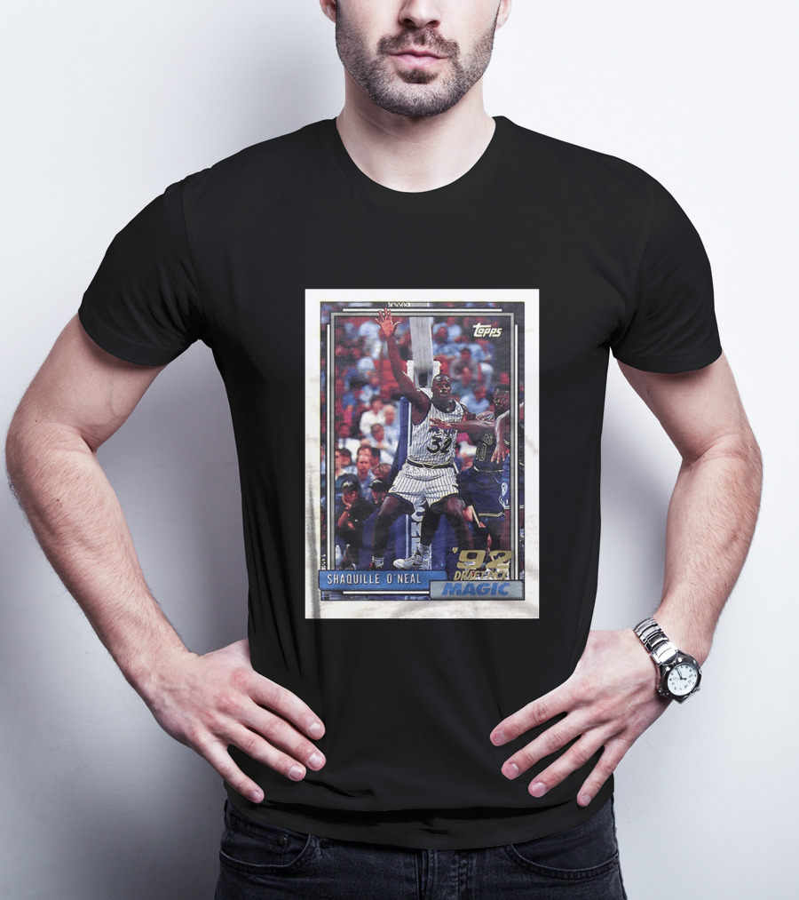 Shaquille O'Neal 1992 NBA Draft Pick Topps Card Orlando Magic T-Shirt