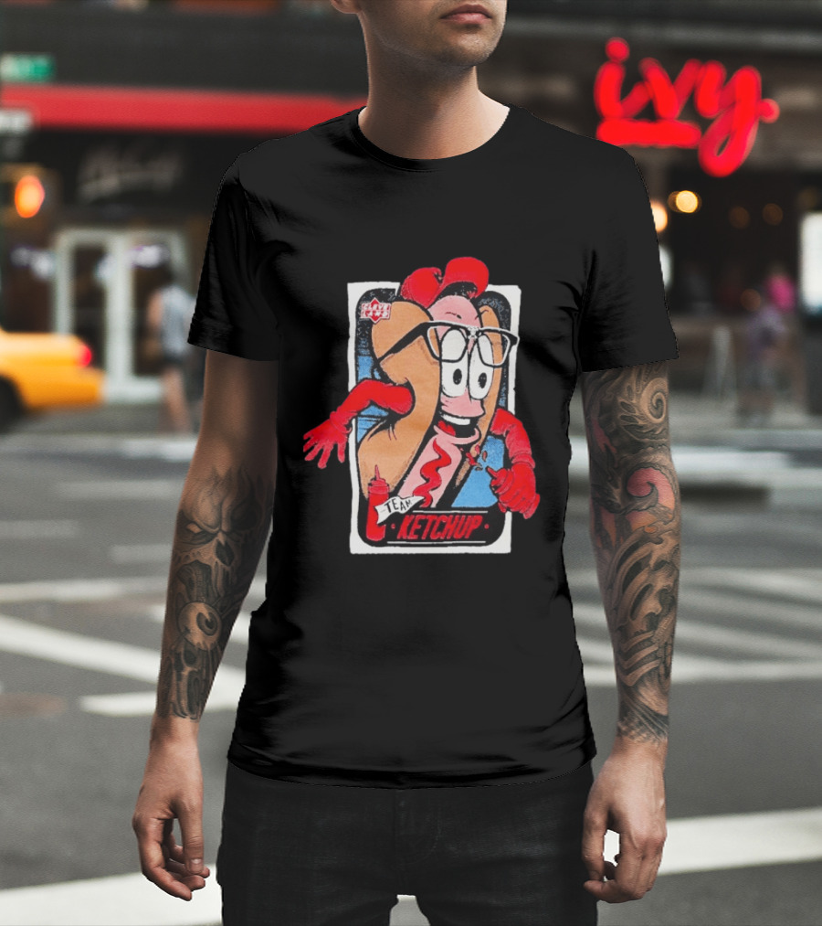 Cleveland Hot Dog Character Glasses Team Ketchup T-Shirt