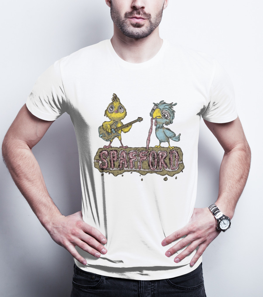 Spafford Birds Playing Guitar And Worm Microphone T-Shirt
