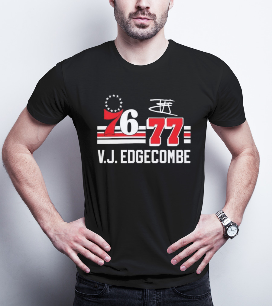 Philadelphia 76ers VJ Edgecombe 76 77 NBA Number T-Shirt