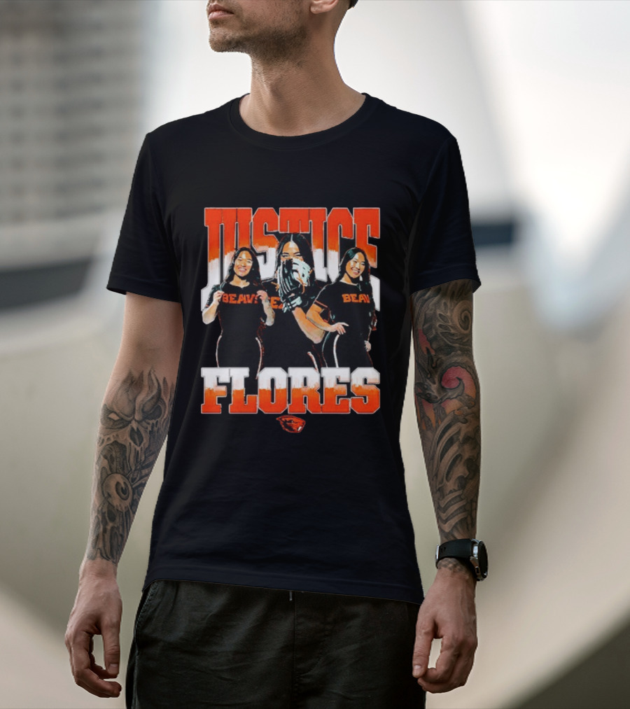 Justice Flores Beavers NCAA Oregon State Softball Player Collage T-Shirt
