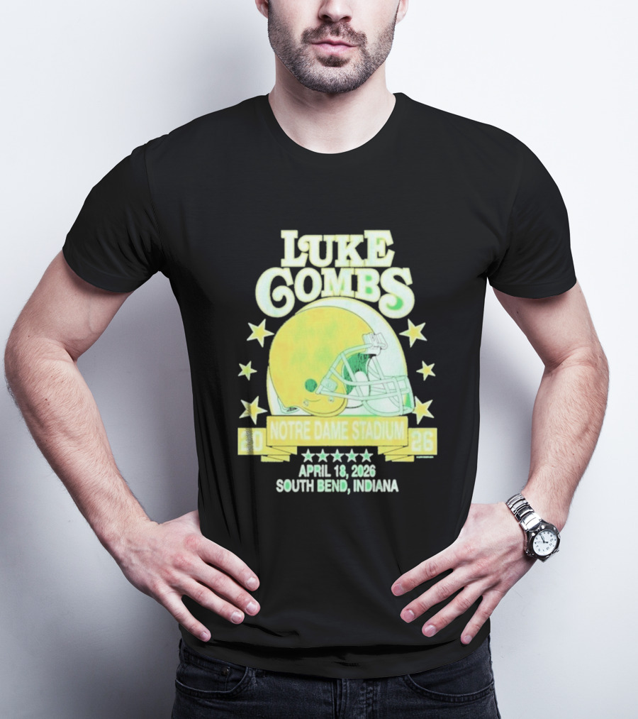Luke Combs Notre Dame Stadium April 18 2026 South Bend Indiana Helmet Football Event T-Shirt
