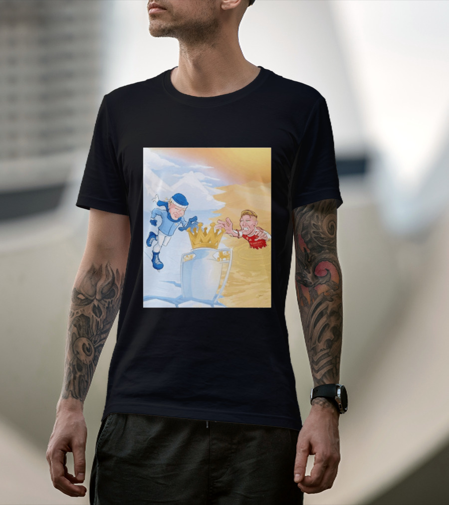 Manchester City Versus Arsenal April 2026 Premier League Title Showdown Cartoon T-Shirt