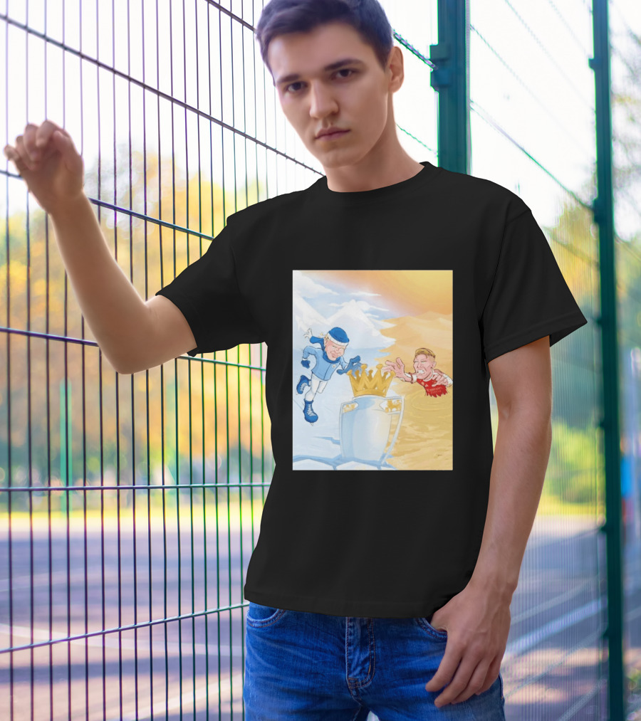 Manchester City Versus Arsenal April 2026 Premier League Title Showdown Cartoon T-Shirt