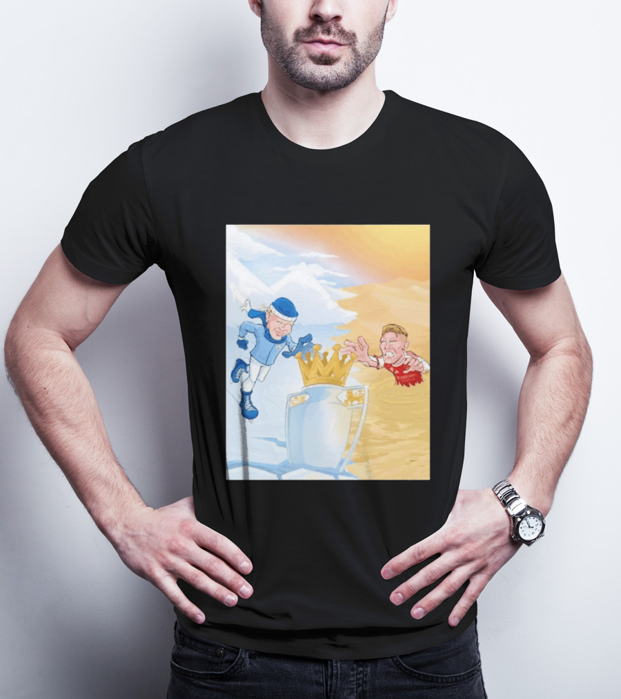 Manchester City Versus Arsenal April 2026 Premier League Title Showdown Cartoon T-Shirt