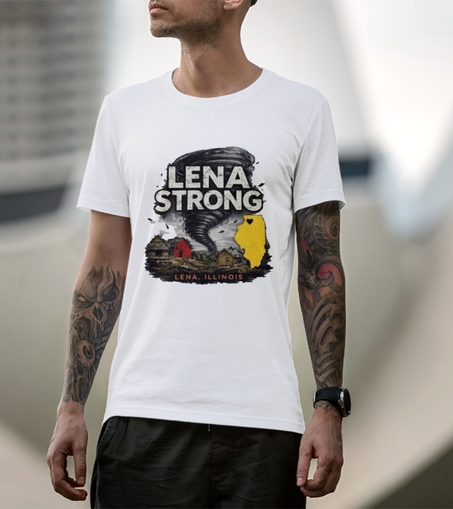 Lena Strong Illinois Tornado Heart Support T-Shirt