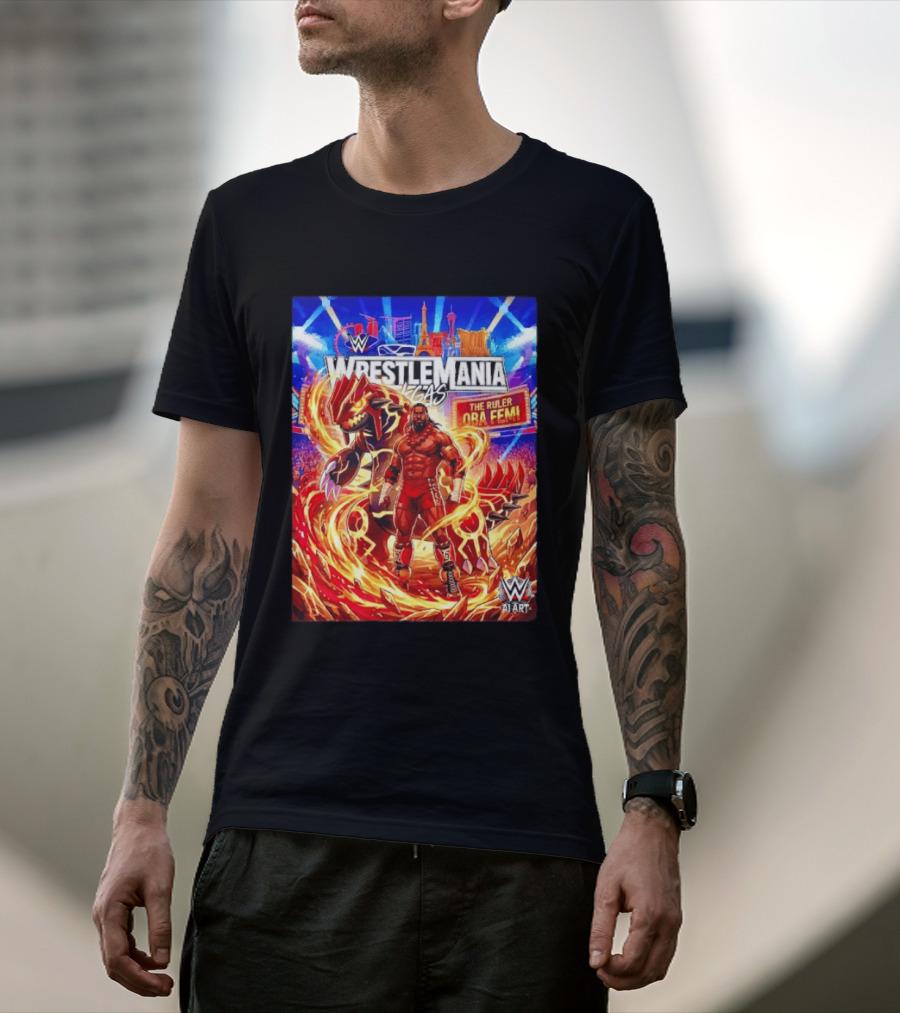 WrestleMania Vegas Pokémon Groudon X The Ruler Oba Femi WWE Superstar T-Shirt