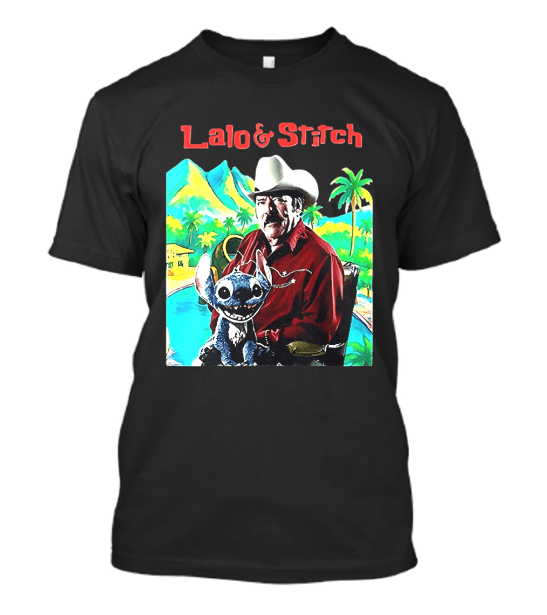 Lalo And Stitch Cowboy Hat Tropical T-Shirt