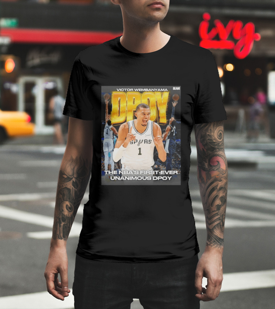 Victor Wembanyama Spurs Basketball NBA First Ever Unanimous DPOY Recognition T-Shirt