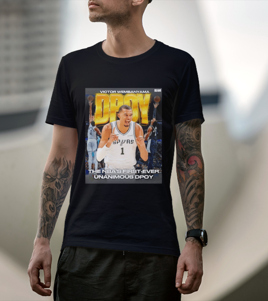 Victor Wembanyama Spurs Basketball NBA First Ever Unanimous DPOY Recognition T-Shirt