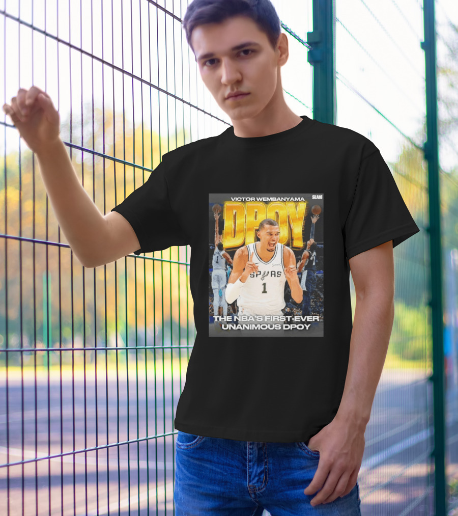 Victor Wembanyama Spurs Basketball NBA First Ever Unanimous DPOY Recognition T-Shirt