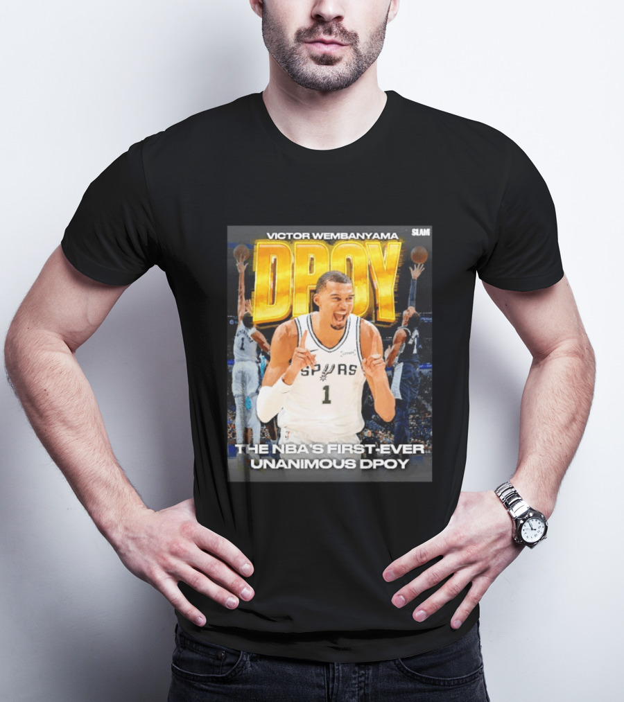 Victor Wembanyama Spurs Basketball NBA First Ever Unanimous DPOY Recognition T-Shirt