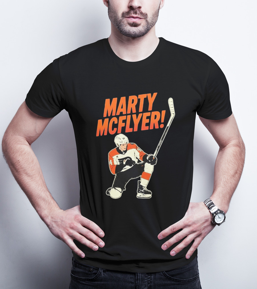 Marty McFlyer 94 Hockey Player In Action T-Shirt