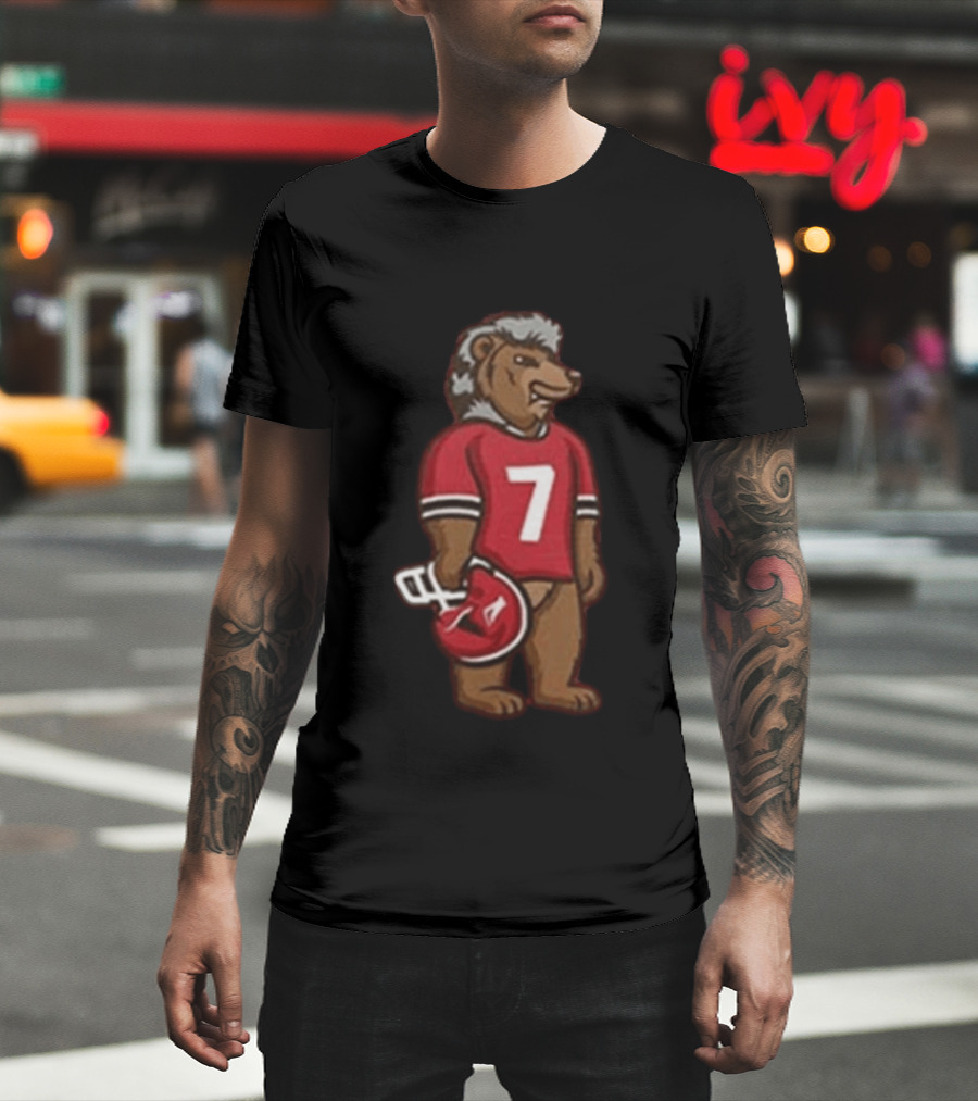 Morgan Wallen Concert Tuscaloosa Alabama Bear Wearing Number 7 Jersey And Holding Helmet T-Shirt