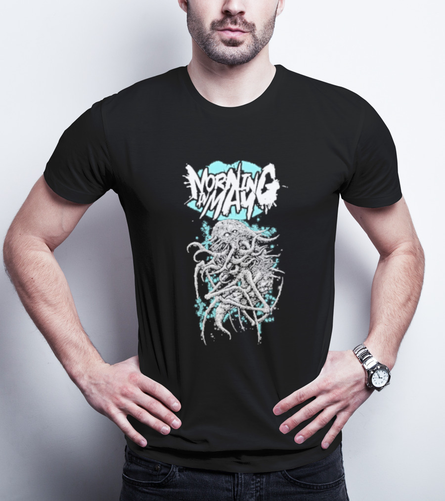 Morning In May Monster Splatter Style Aqua White T-Shirt
