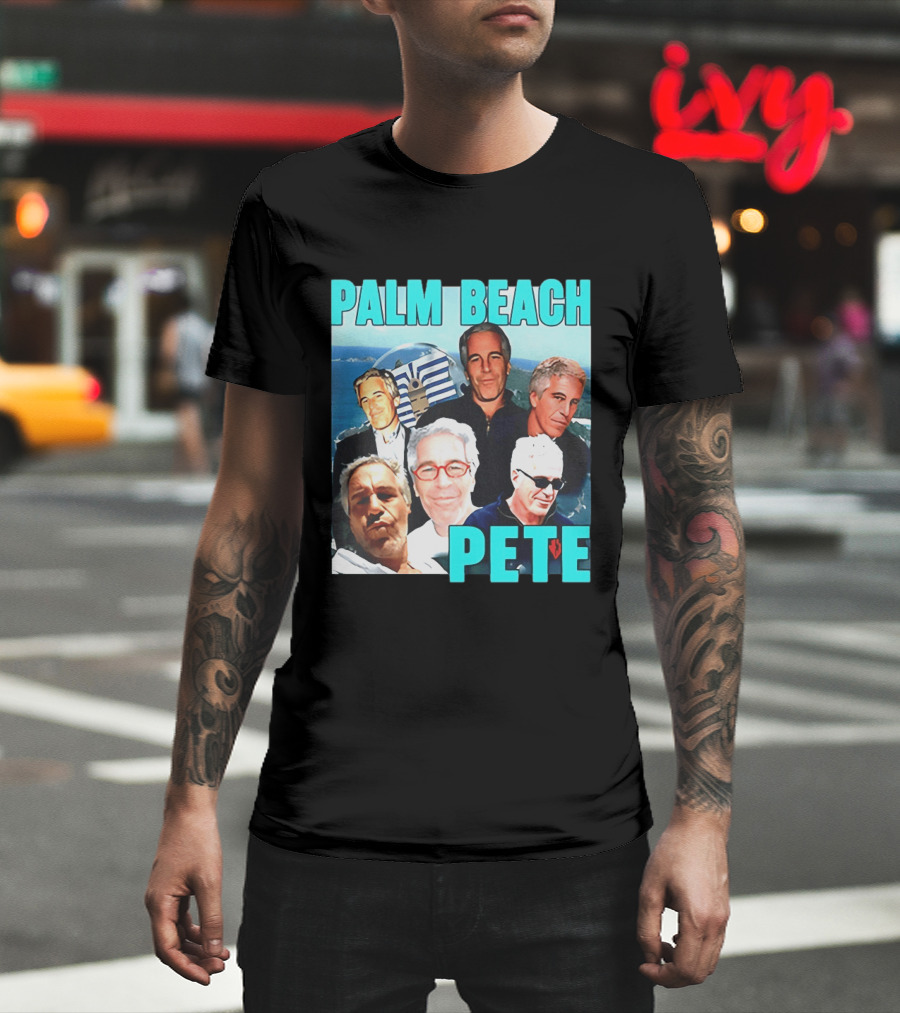 Palm Beach Pete Meme Jeffrey Epstein Faces Collage T-Shirt