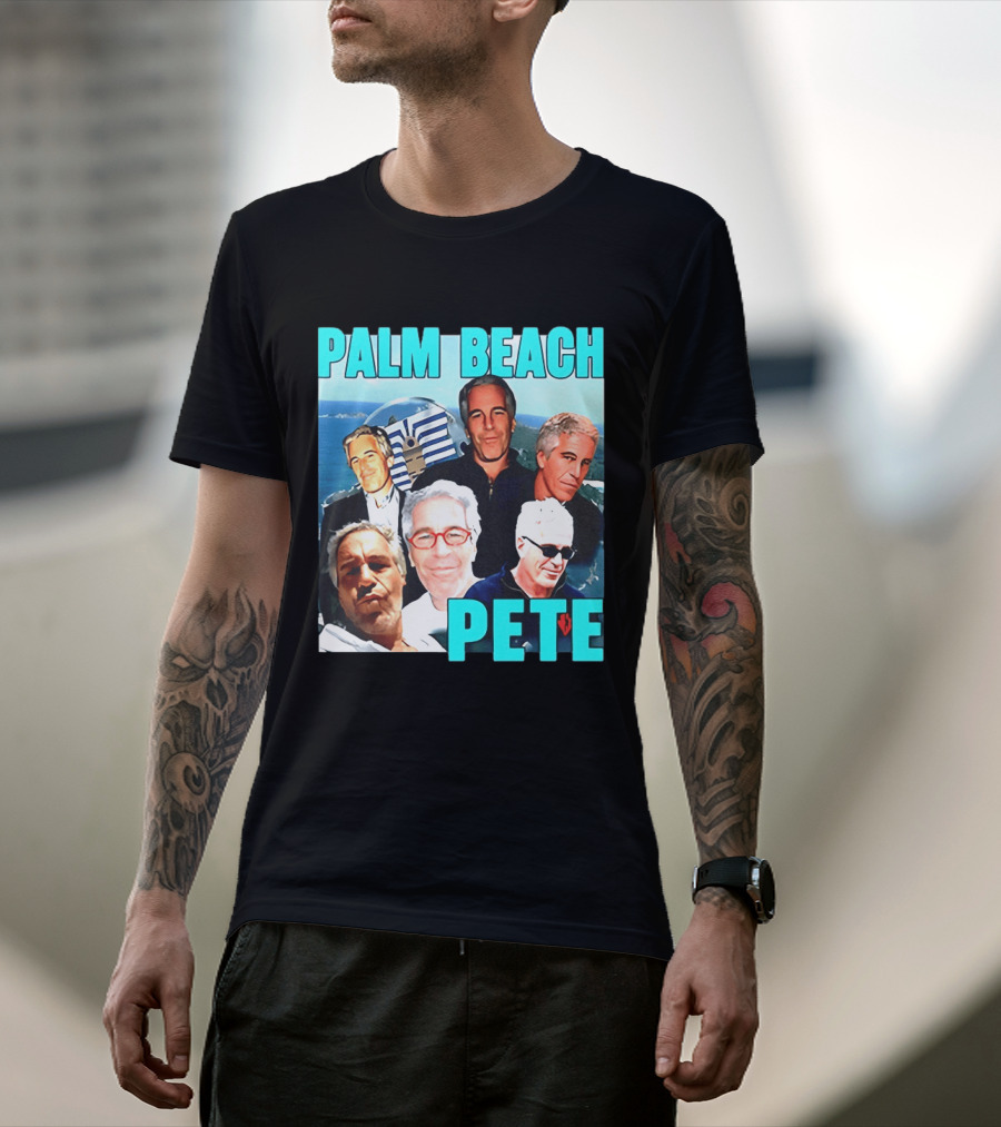 Palm Beach Pete Meme Jeffrey Epstein Faces Collage T-Shirt