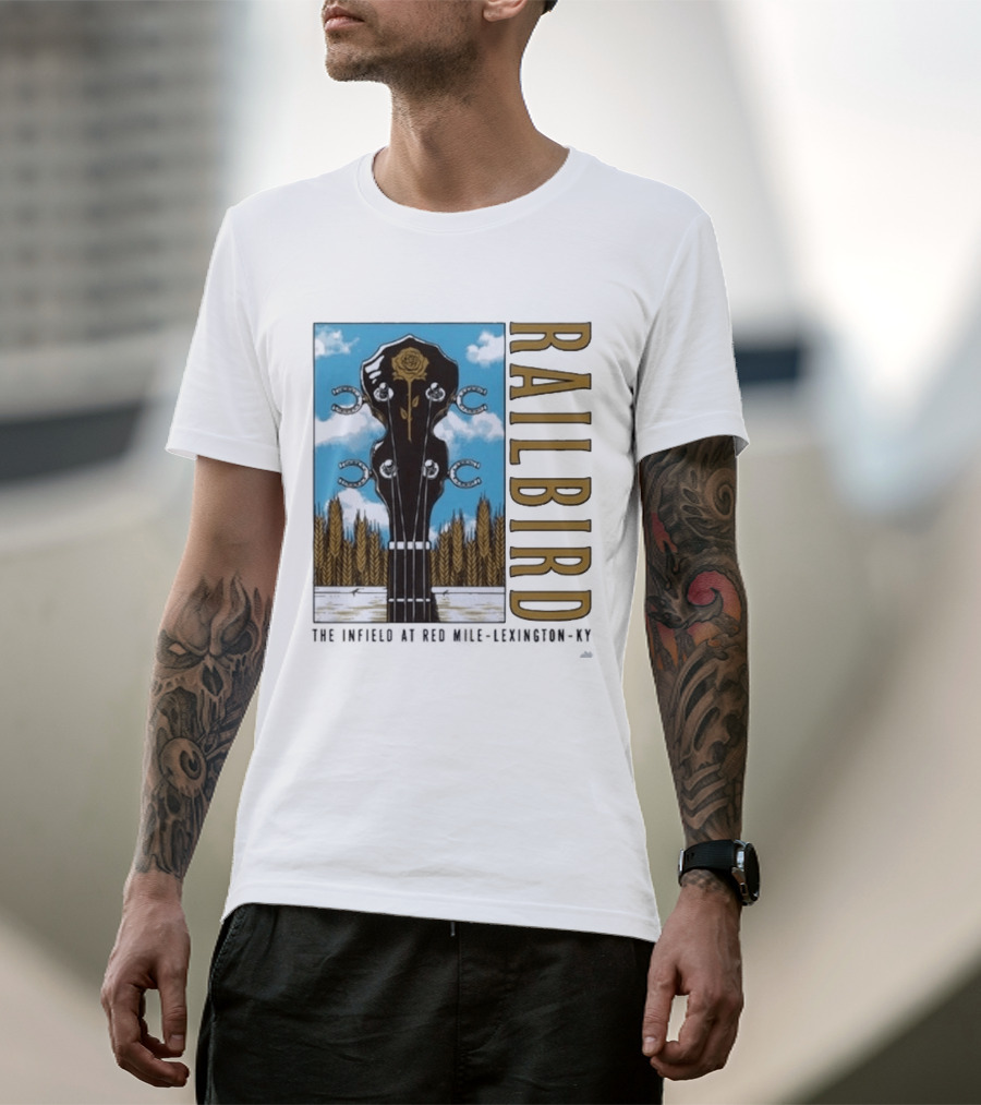 Railbird Festival June 6 7 2026 The Infield At Red Mile Lexington KY Banjo And Horseshoe T-Shirt