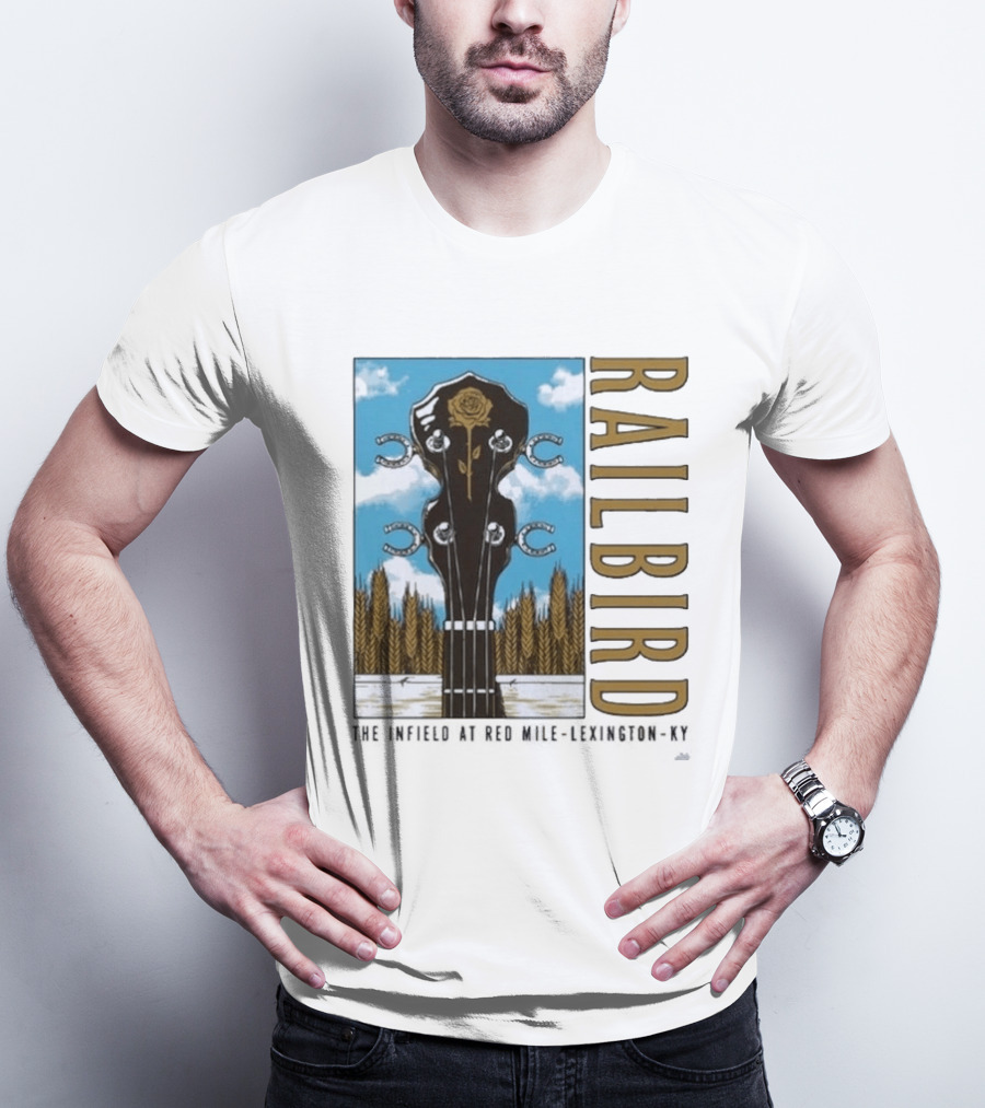 Railbird Festival June 6 7 2026 The Infield At Red Mile Lexington KY Banjo And Horseshoe T-Shirt