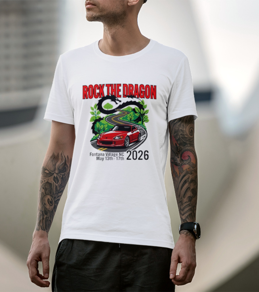 Rock The Dragon Fontana Village NC 2026 Red Car May 15th 17th T-Shirt